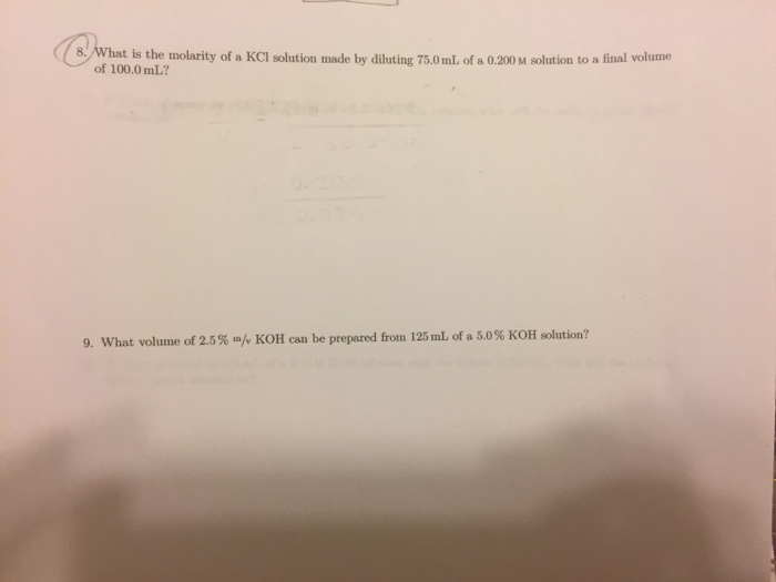 Solved 8. What is the molarity of a KCl solution made by | Chegg.com