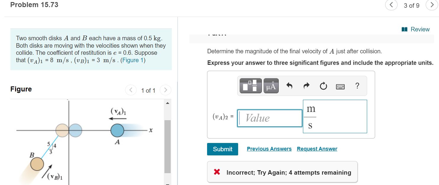 Solved Problem 15.73 3 of 9 A Review Two smooth disks A and | Chegg.com