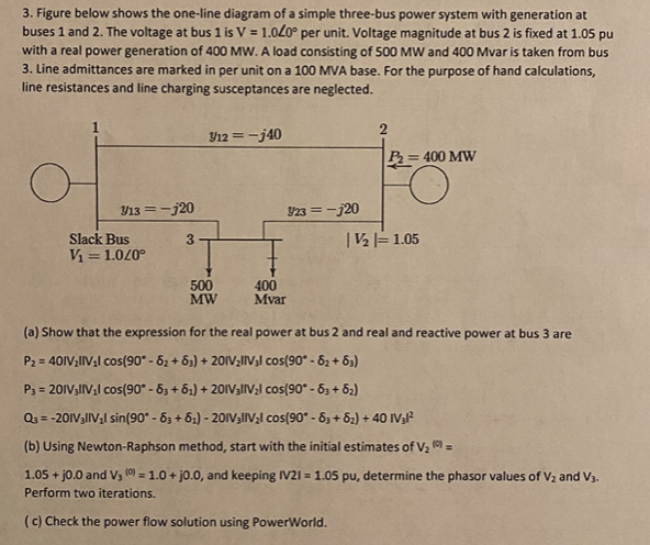 Solved 3. Figure below shows the one-line diagram of a | Chegg.com