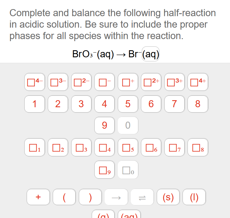 Solved Complete and balance the following half-reaction in | Chegg.com