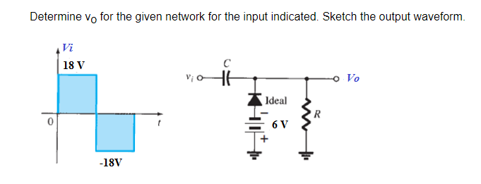 Solved Determine vo for the given network for the input | Chegg.com