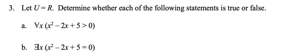Solved 3. Let U=R. Determine whether each of the following | Chegg.com