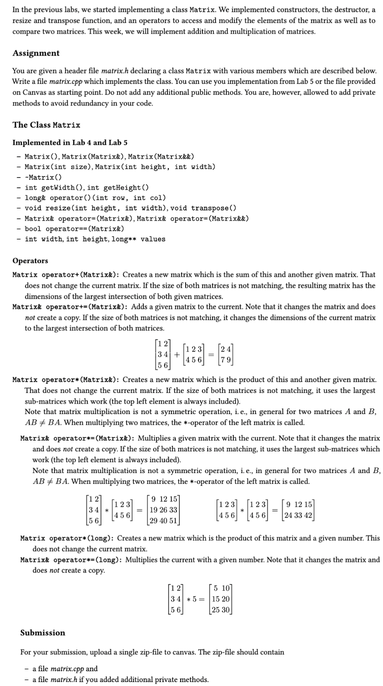 Solved Here is the matrix.h header file: #ifndef | Chegg.com