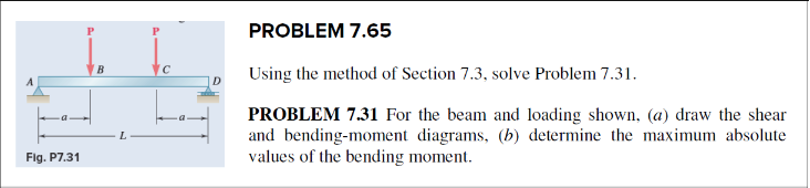 Solved PROBLEM 7.65 В C Using the method of Section 7.3, | Chegg.com