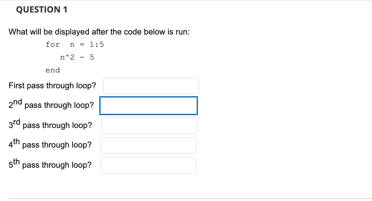 Solved QUESTION 1 What will be displayed after the code | Chegg.com