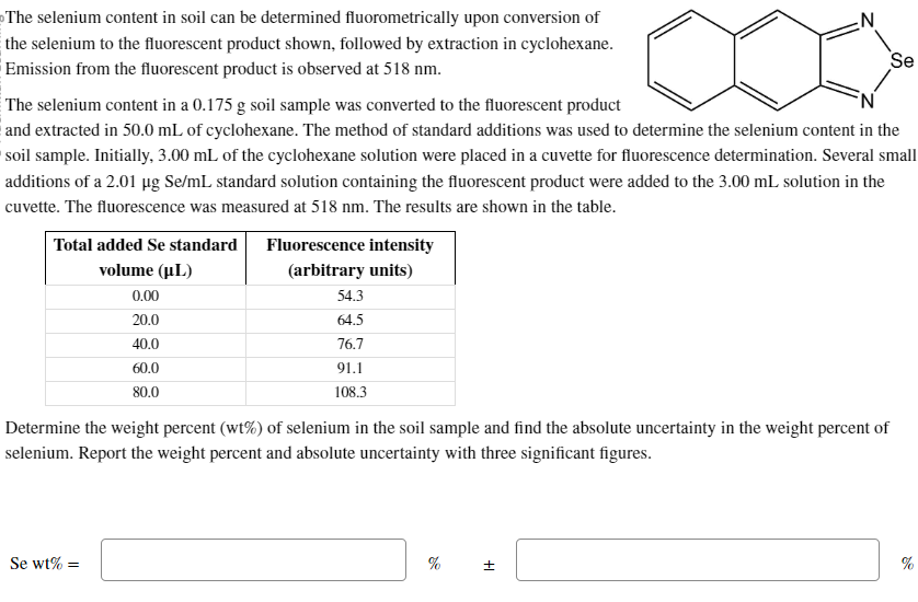 Solved The selenium content in soil can be determined | Chegg.com