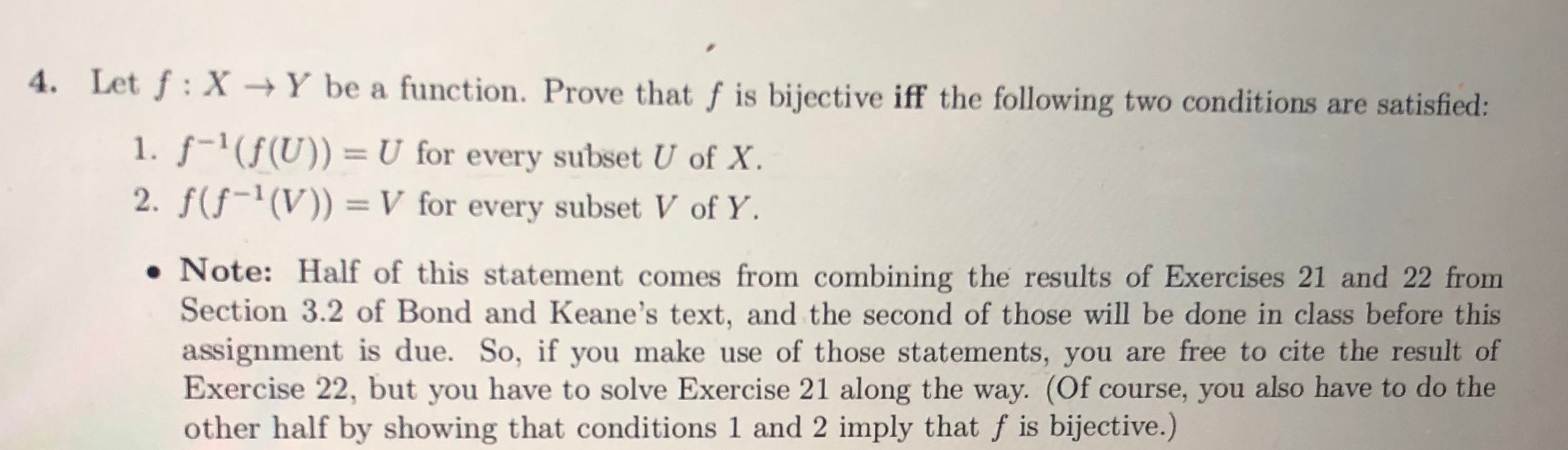 Solved 4. Let f:X Y be a function. Prove that f is bijective | Chegg.com