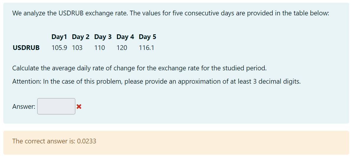 Solved We analyze the USDRUB exchange rate. The values for | Chegg.com