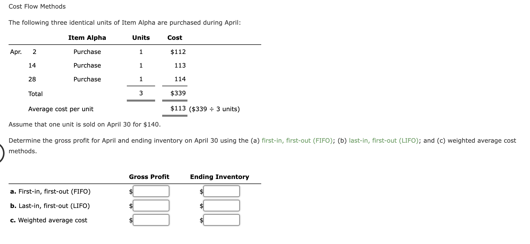 Solved Cost Flow Methods The following three identical units | Chegg.com