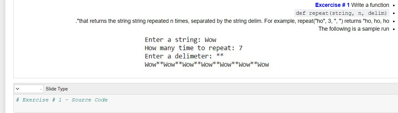 Solved Excercise 1 Write A Function Def Repeat string N Chegg