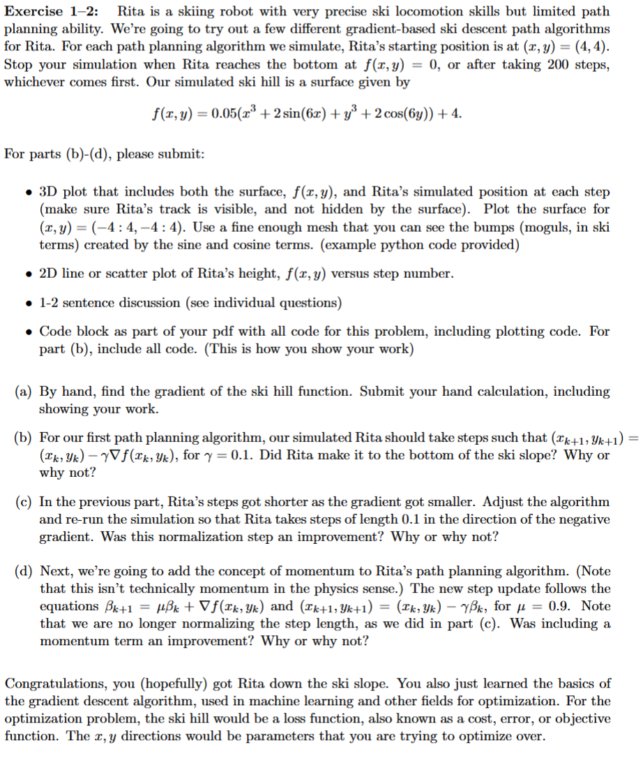 Solved Exercise 1-2: Rita is ﻿a skiing robot with very | Chegg.com