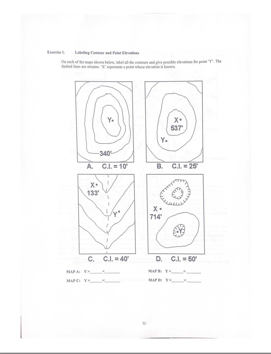 Solved Lercise 1. Labeling Contour and Point Elevations On | Chegg.com