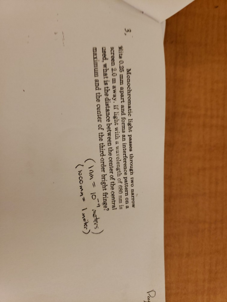 Solved 3. Monochromatic light passes through two narrow | Chegg.com