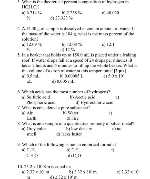 Solved 3. What is the theoretical percent composition of | Chegg.com