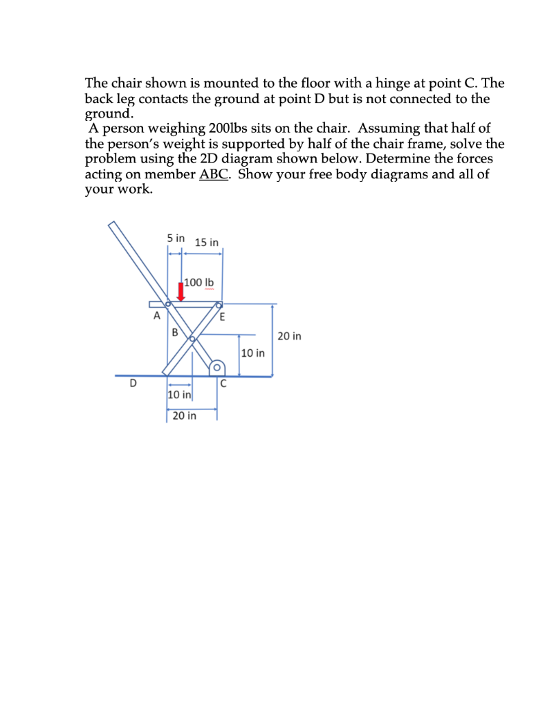 Solved The chair shown is mounted to the floor with a hinge | Chegg.com