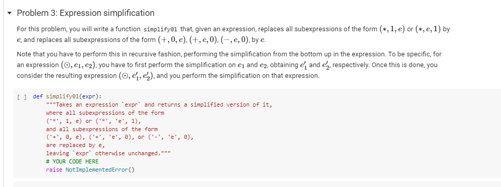 Solved Problem 3: Expression simplification For this | Chegg.com