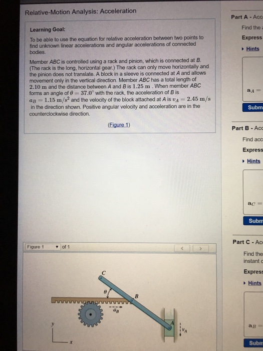 Solved Relative Motion Analysis Acceleration Part A Acc