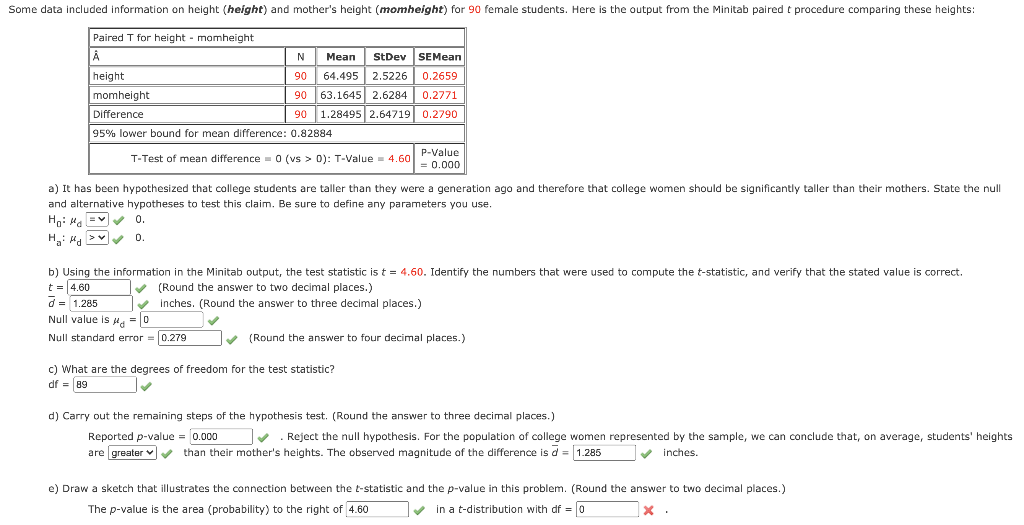 Solved Some data included information on height (height) and | Chegg.com