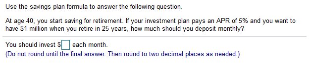 Solved Use the savings plan formula to answer the following | Chegg.com