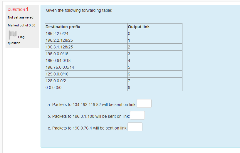 Solved QUESTION 1 Not yet answered Given the following | Chegg.com