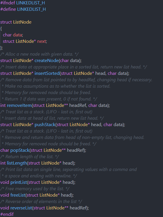 Solved Create a file name linkedlist.c and implement the | Chegg.com