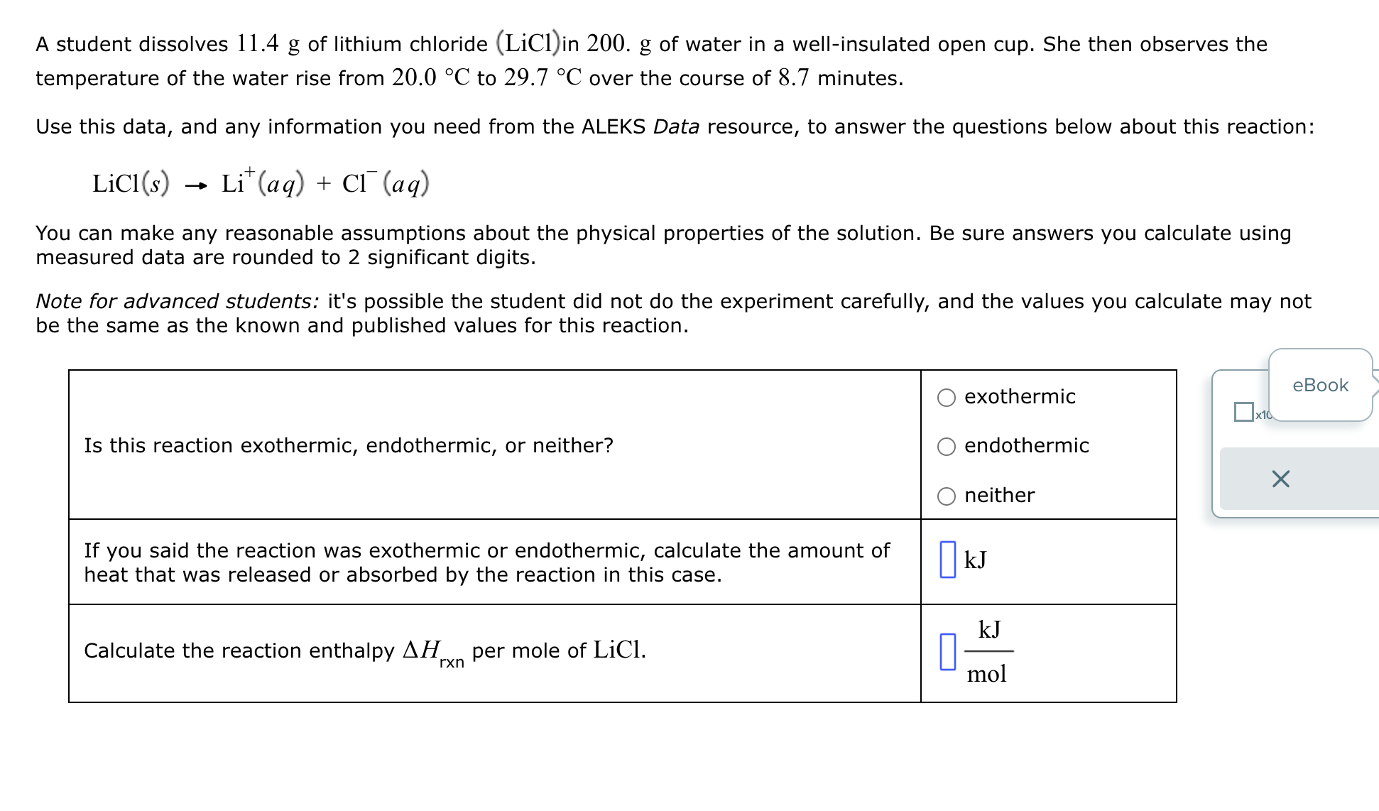 Solved A student dissolves 11.4 g of lithium chloride (LiCl) | Chegg.com