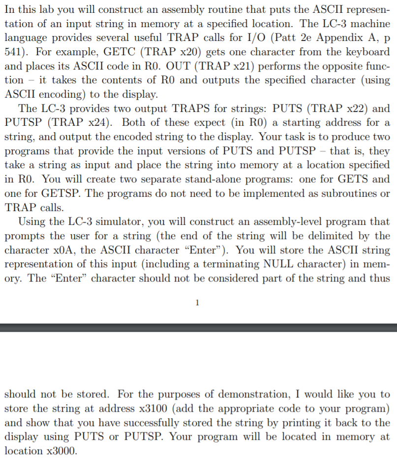 In this lab you will construct an assembly routine | Chegg.com