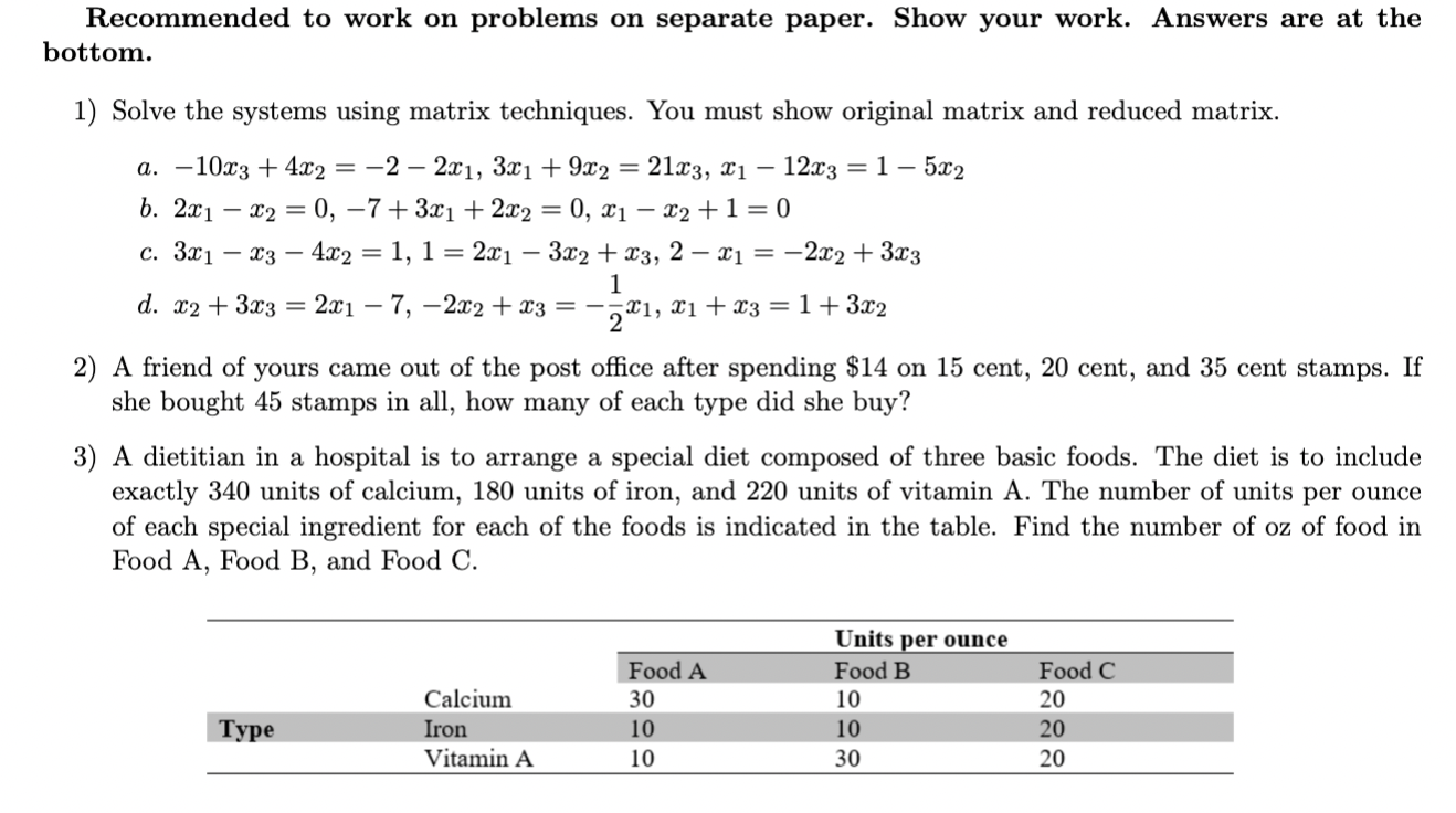 Solved Recommended to work on problems on separate paper. | Chegg.com