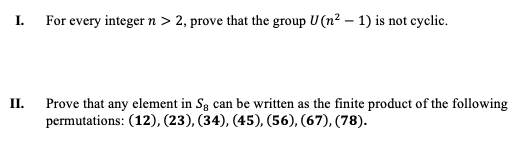Solved 1. For every integer n > 2, prove that the group U(n2 | Chegg.com
