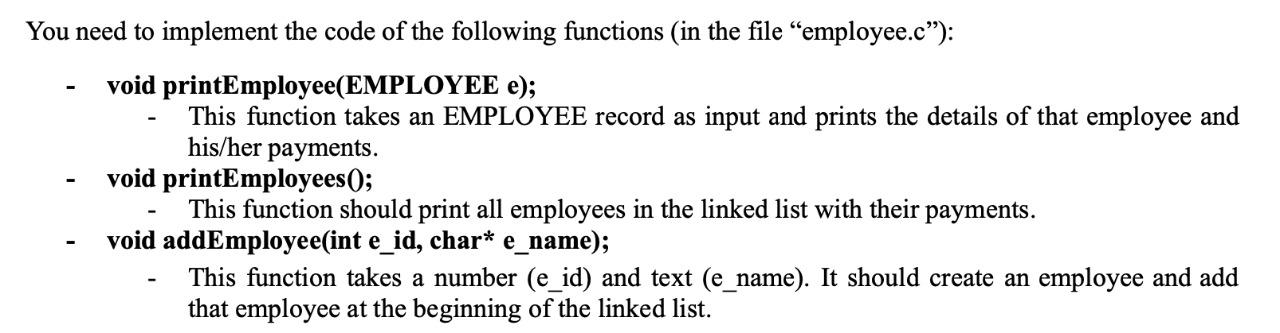 Solved List of Employees In this assignment, you have three | Chegg.com