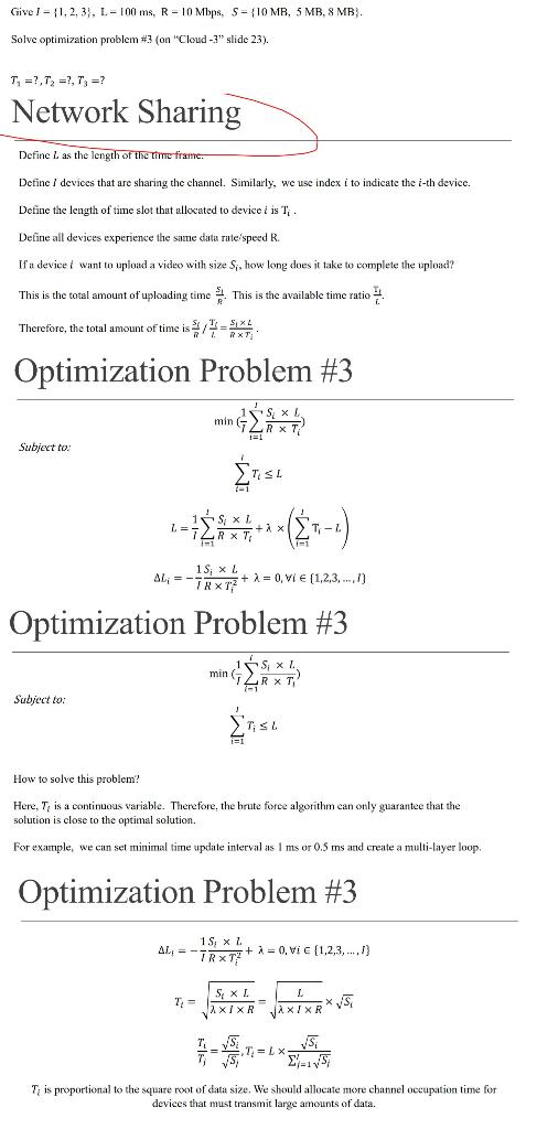 Give 𝐼 = {1, 2, 3}, L = 100 ms, R = 10 Mbps, 𝑆 = | Chegg.com