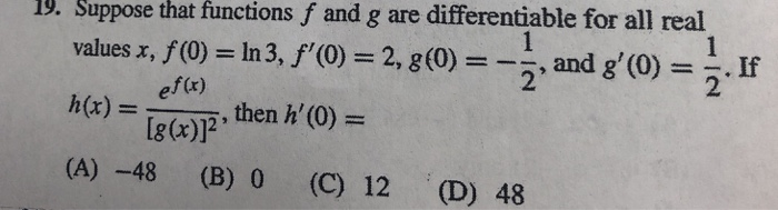 Solved 19. Suppose that functions f and g are differentiable | Chegg.com