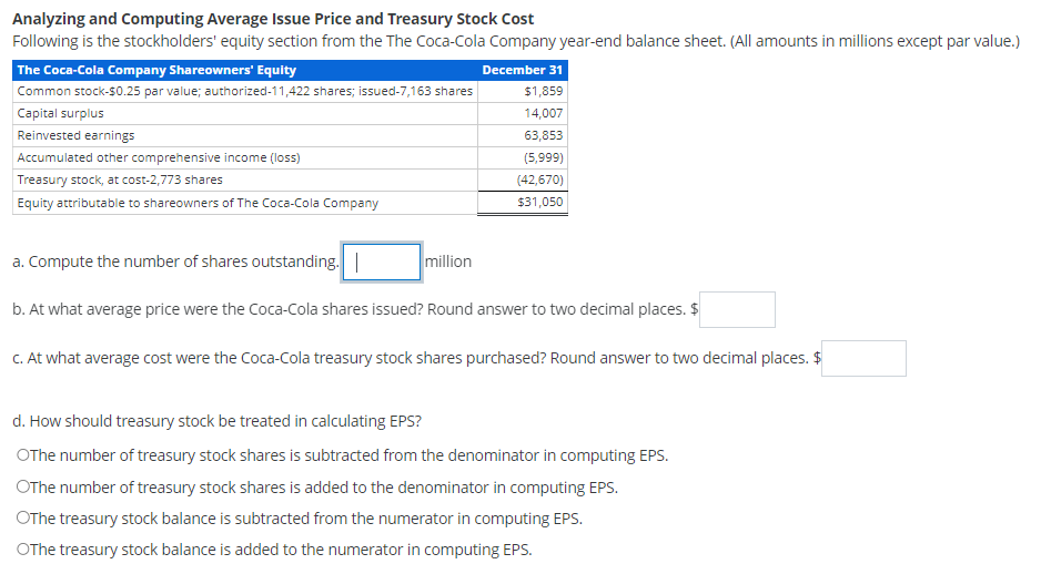 Solved Analyzing and Computing Average Issue Price and | Chegg.com