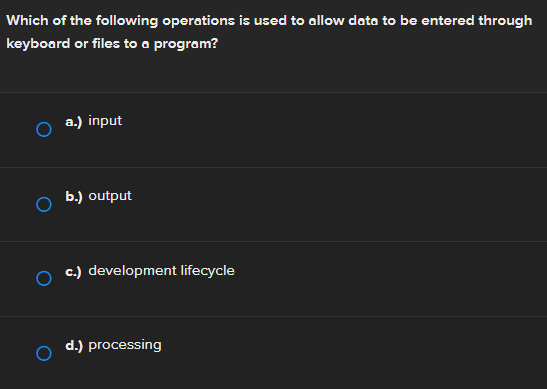 Solved Which of the following operations is used to allow | Chegg.com