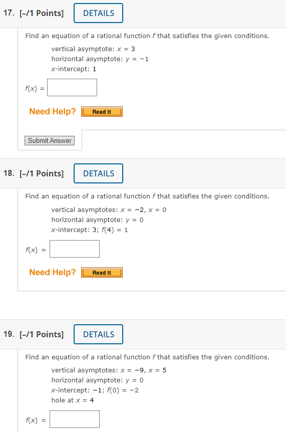 Solved 17. [-/1 Points] DETAILS Find an equation of a | Chegg.com
