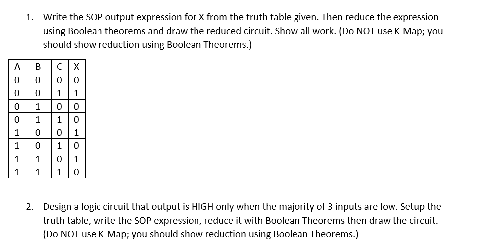 Solved 1. Write the SOP output expression for X from the | Chegg.com