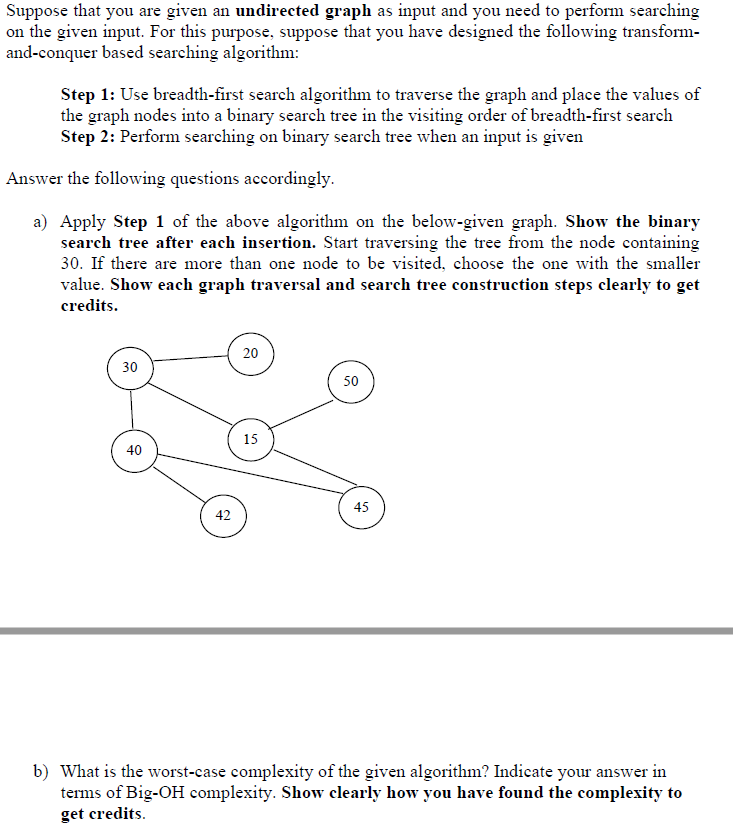 Solved Suppose that you are given an undirected graph as | Chegg.com
