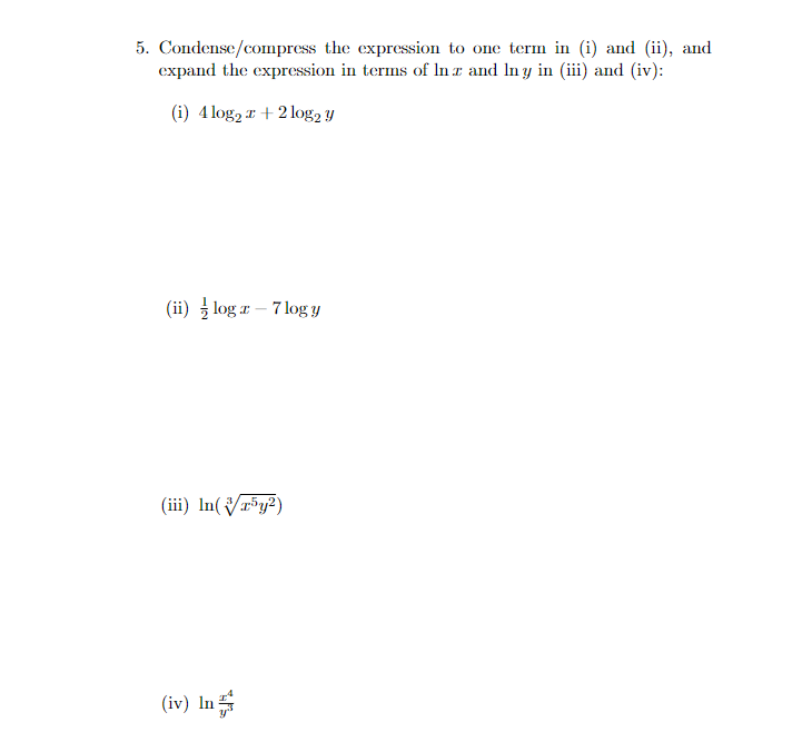 Solved 5. Condense/compress the expression to one term in | Chegg.com Solved 5. Condense/compress the expression to one term in | Chegg.com