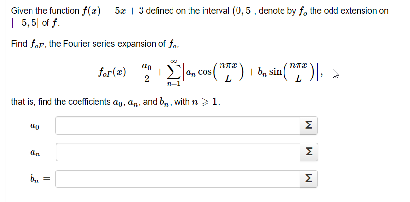 Solved Given the function f(x) = 5x + 3 defined on the | Chegg.com