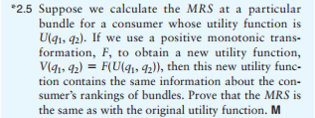 Solved *2.5 Suppose we calculate the MRS at a particular | Chegg.com
