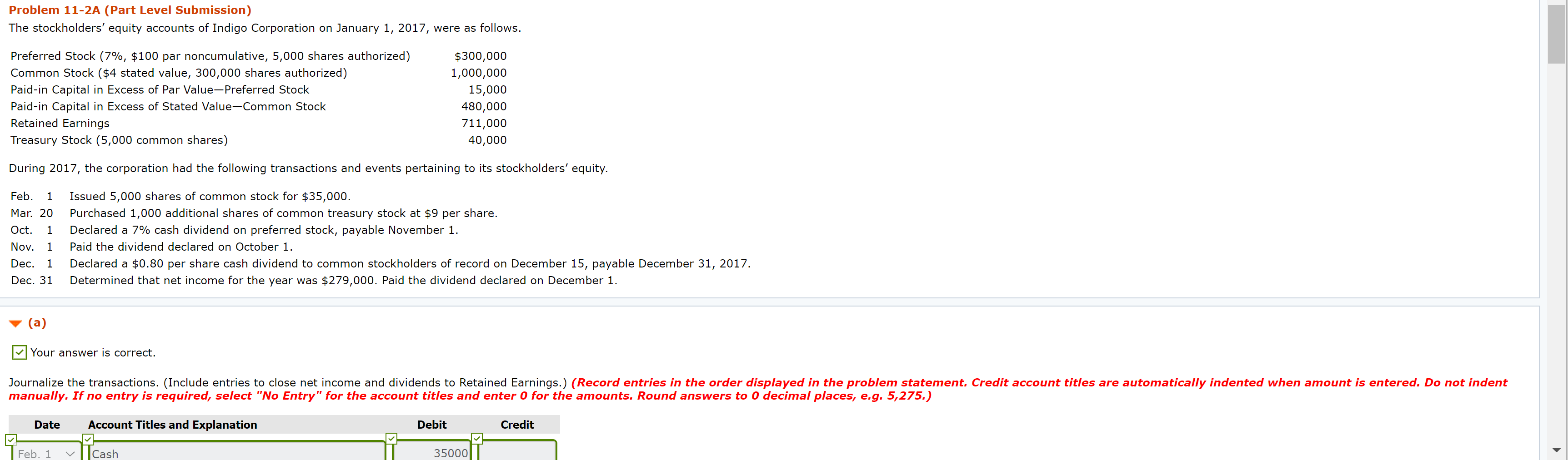 Solved Problem 11-2A (Part Level Submission) The | Chegg.com