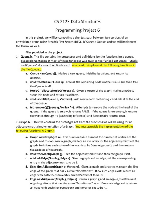 Solved CS 2123 Data Structures Programming Project 6 In this | Chegg.com