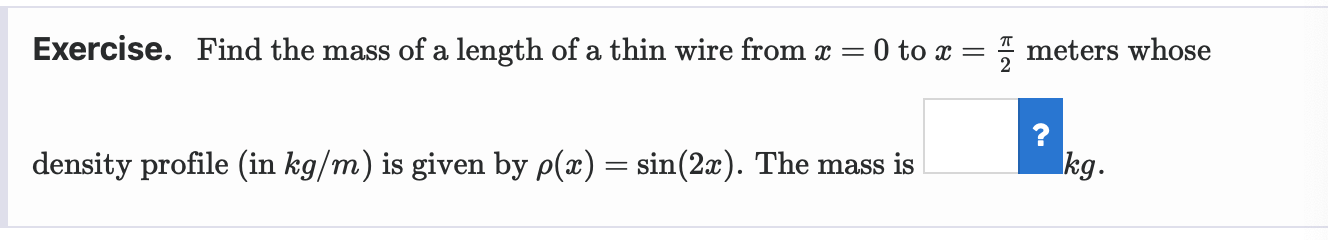 Solved Exercise. Find the mass of a length of a thin wire | Chegg.com
