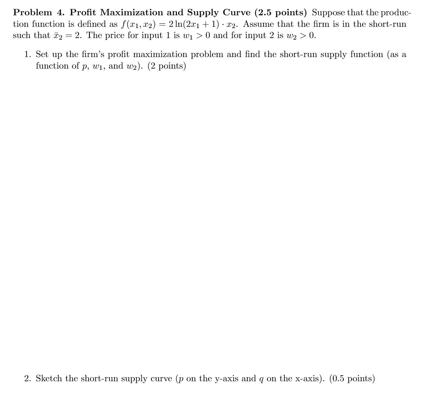 Solved by an EXPERT Problem 4. ﻿Profit Maximization and Supply Curve (2.5 | Chegg.com