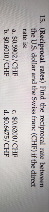 Solved 15. (Reciprocal rates) Find the reciprocal rate | Chegg.com