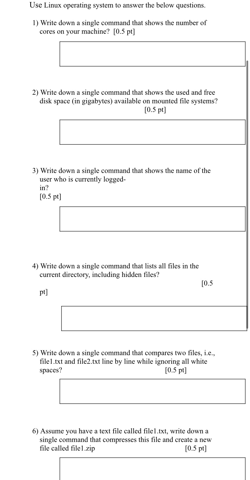 Solved 5) Write down a single command that compares two | Chegg.com