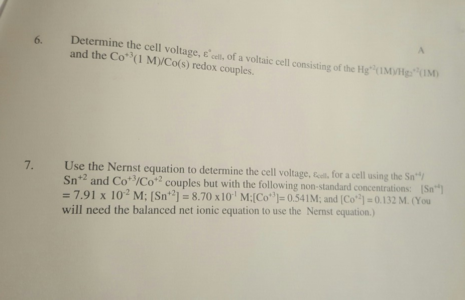 Solved The Voltaic Cell Report Sheet Data: Some cells listed | Chegg.com