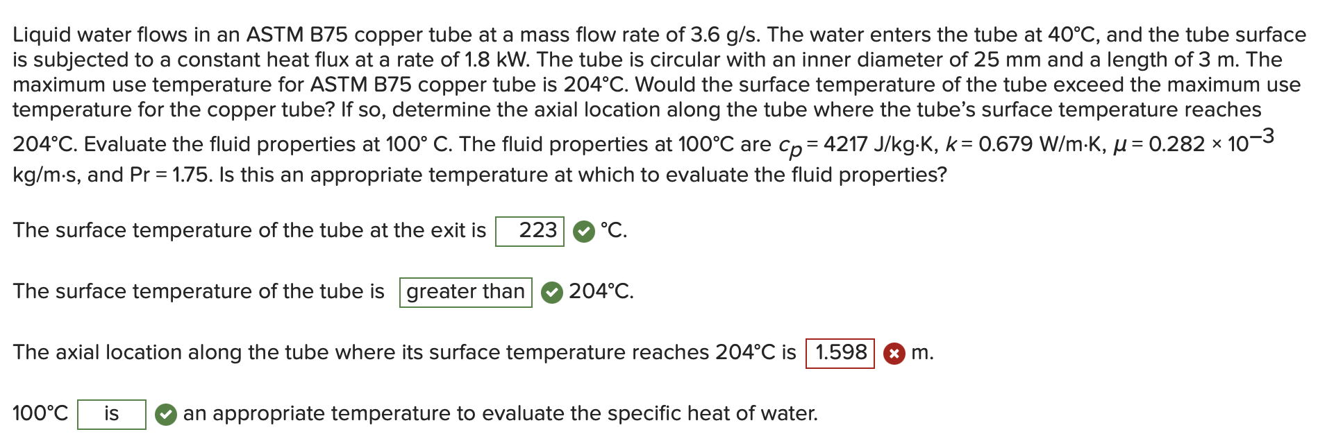 Solved Liquid water flows in an ASTM B75 copper tube at a | Chegg.com