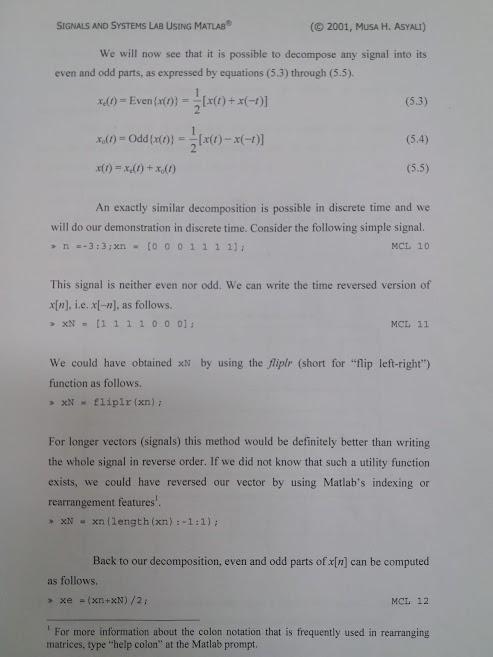 Solved SIGNALS AND SYSTEMS LAB USING MATLAB (© 2001, MUSA H. | Chegg.com