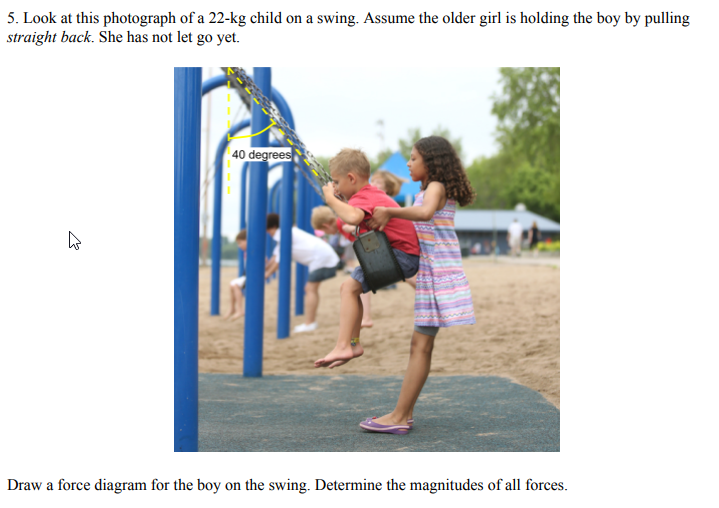 Solved 5. Look at this photograph of a 22−kg child on a | Chegg.com